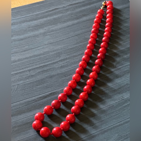 Jewelry | Vintage Bright Red Knotted Bead Necklace24 | Poshmark